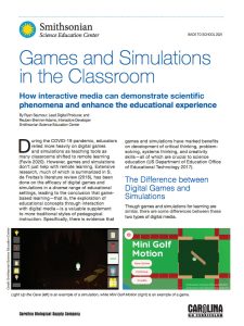 Games and Simulations in the Classroom | Whitepaper - Smithsonian Science